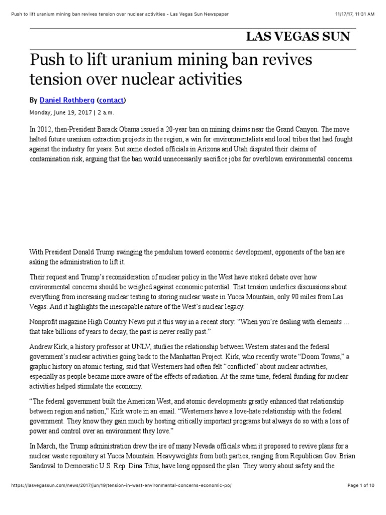 Push To Lift Uranium Mining Ban Revives Tension Over Nuclear Activities ...