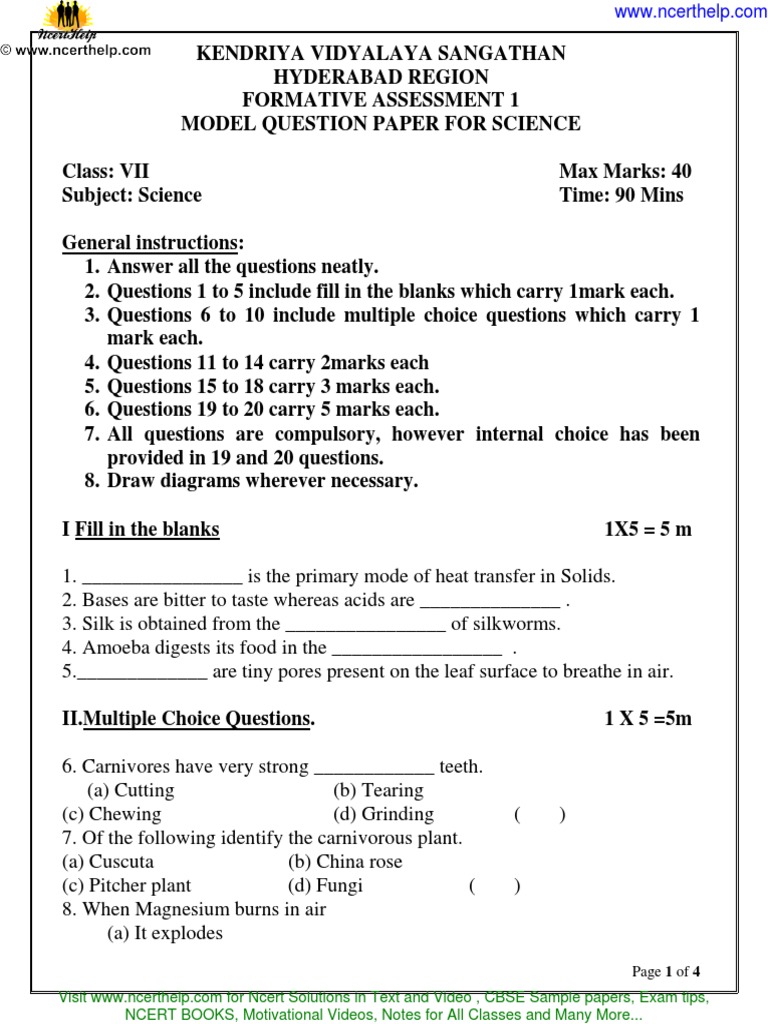 CBSE Sample Papers For Class 6 Science FA 2 | PDF | Chemistry | Nature