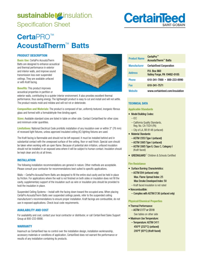 Aislamiento Certainteed R 30 | PDF | Thermal Insulation | Building ...