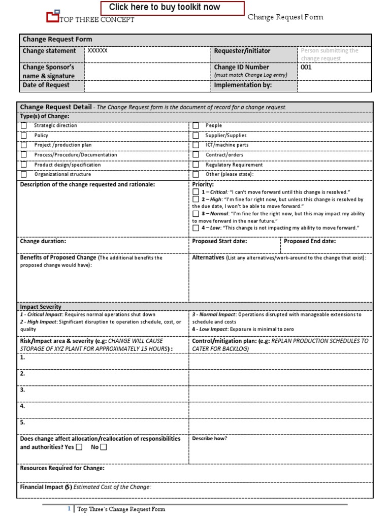 QMS Change Request Form | Accountability | Leadership | Free 30-day ...