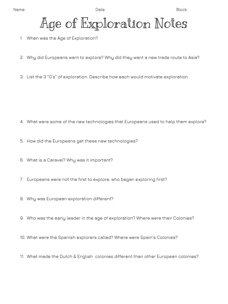 Age of Exploration Notes | PDF | Social Science