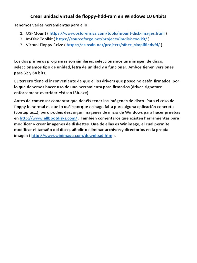Crear unidad virtual floppy en Windows 10 | PDF | Windows 10 ...
