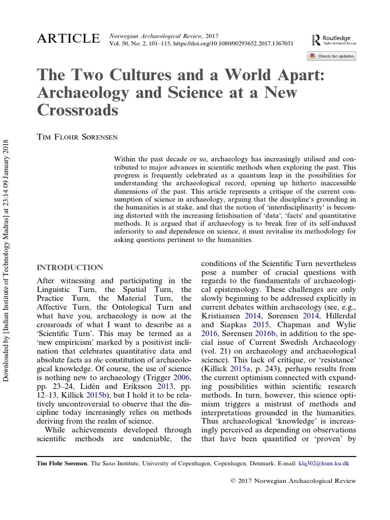 The Two Cultures and A World Apart - Archaeology and Science at A New ...