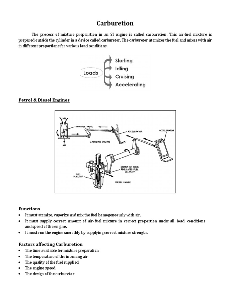 Carburetion: Petrol & Diesel Engines | Download Free PDF | Carburetor ...