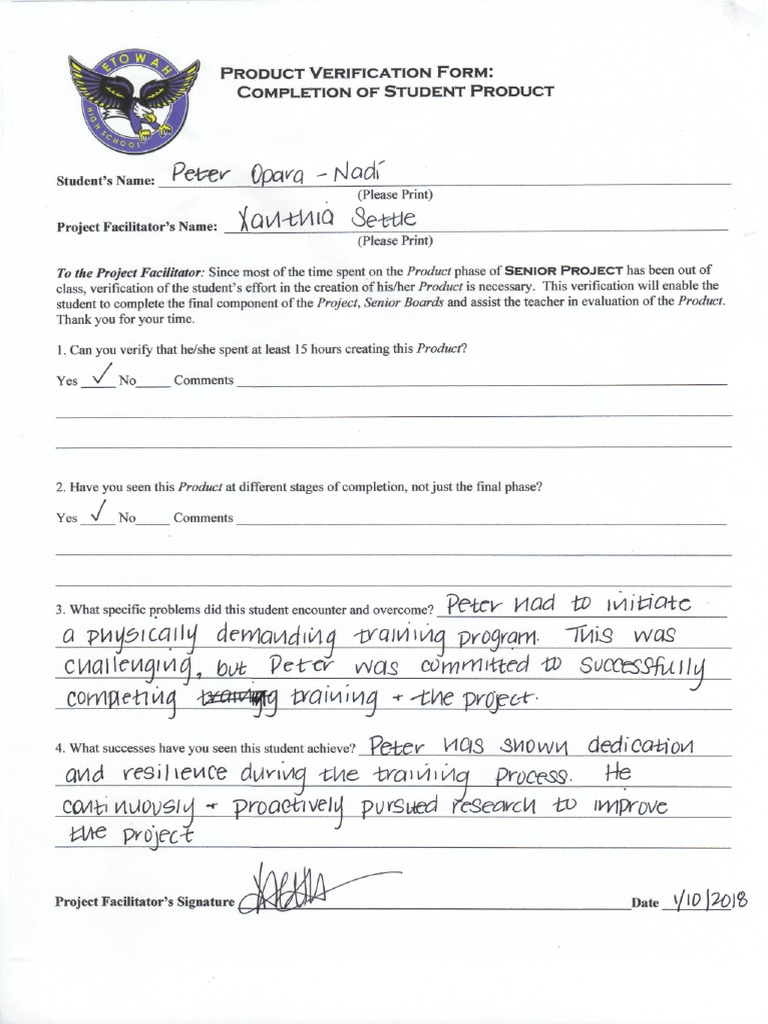 Student Product Verification Form | PDF