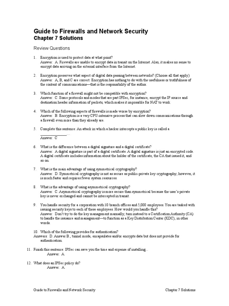 Guide To Firewalls and Network Security: Chapter 7 Solutions | Download Free PDF | Key ...