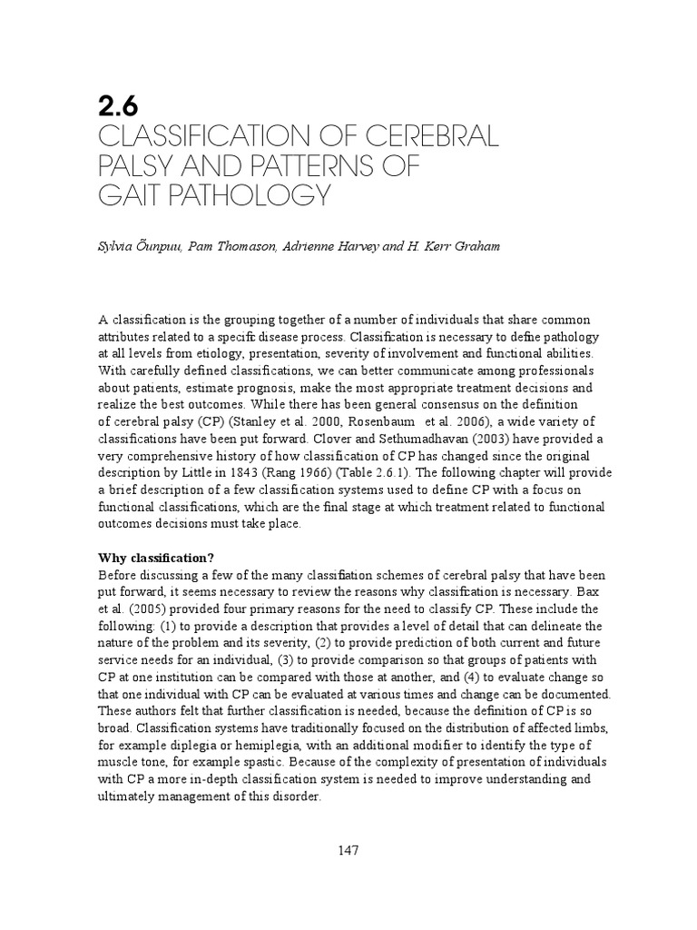 Classification of Cerebral Palsy | Download Free PDF | Cerebral Palsy | Hip