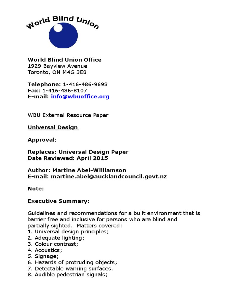 Universal Design Guide for Blind Accessibility | PDF | Visual ...
