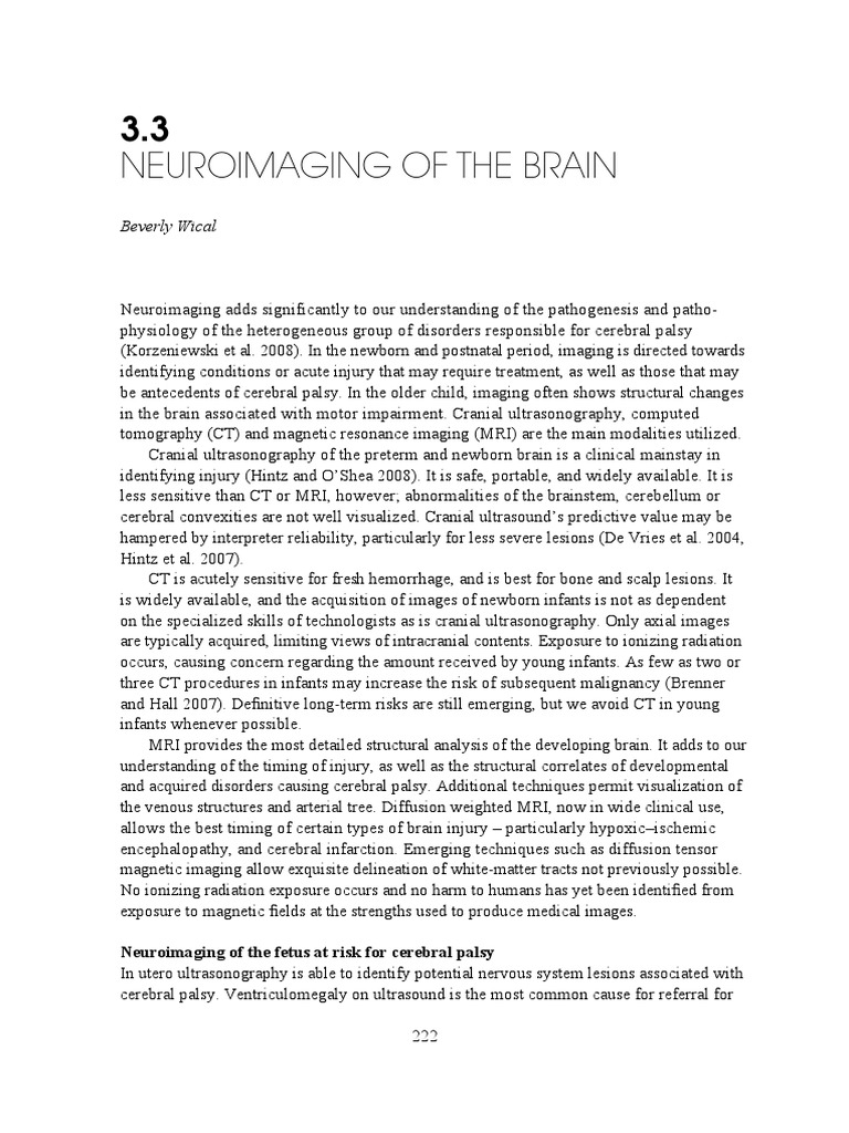 Neuroimaging of The Brain | PDF | Cerebral Palsy | Neuroimaging