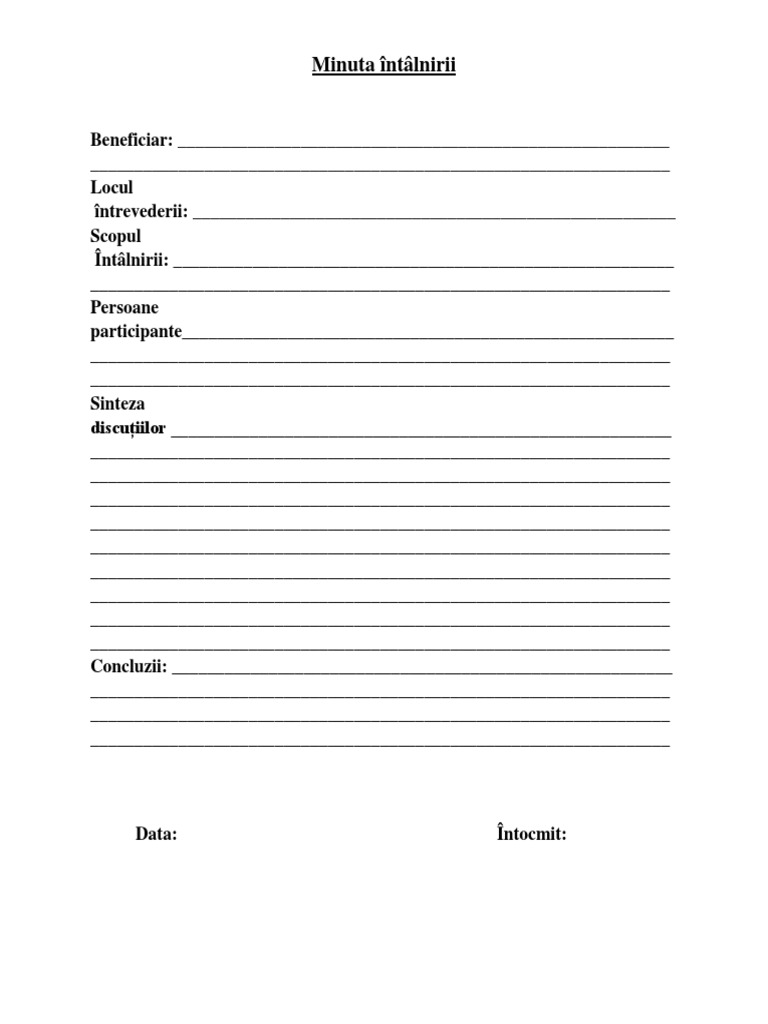 Minuta Intalnirii | PDF