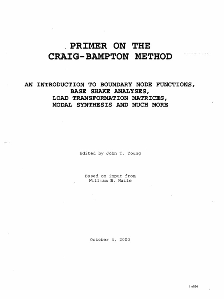 Primer On The Craig-Bampton Method PDF | PDF | Normal Mode | Matrix ...