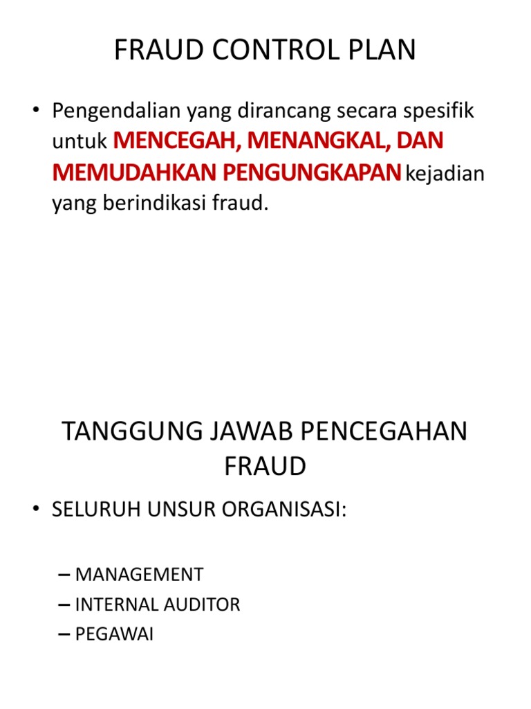 Fraud Control Plan | PDF