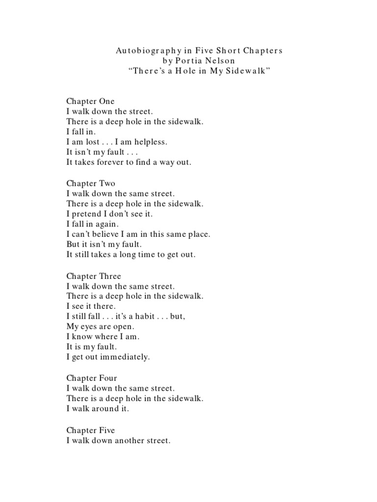 Autobiography-In-Five-Short-Chapters Mindfulness | PDF