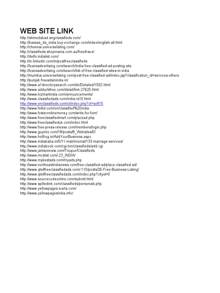 Free Classifieds Posting Sites | PDF