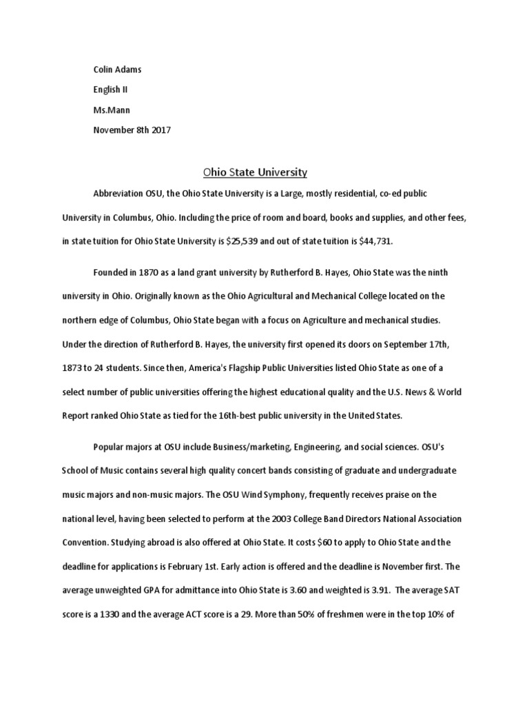 Osu Paper | PDF | Ohio State University | Universities And Colleges