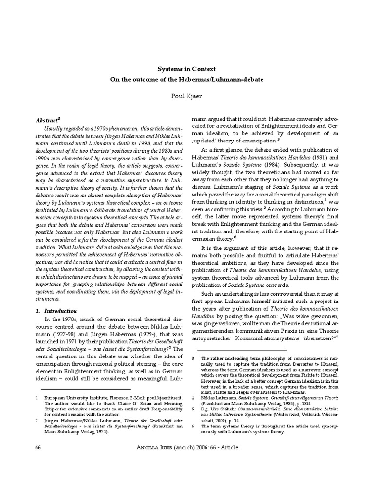 Niklas Luhmann - Jurgen Habermas Paul Kjaer PDF | PDF | Jürgen Habermas ...