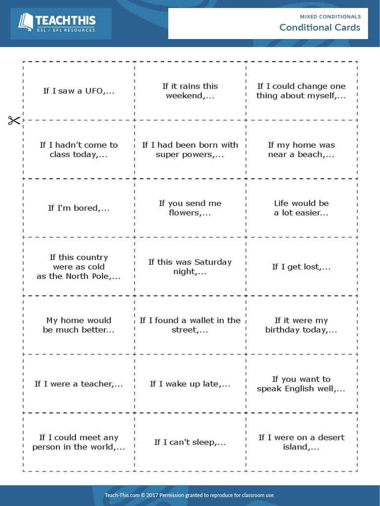 Conditional Cards: Esl / Efl Resources | PDF