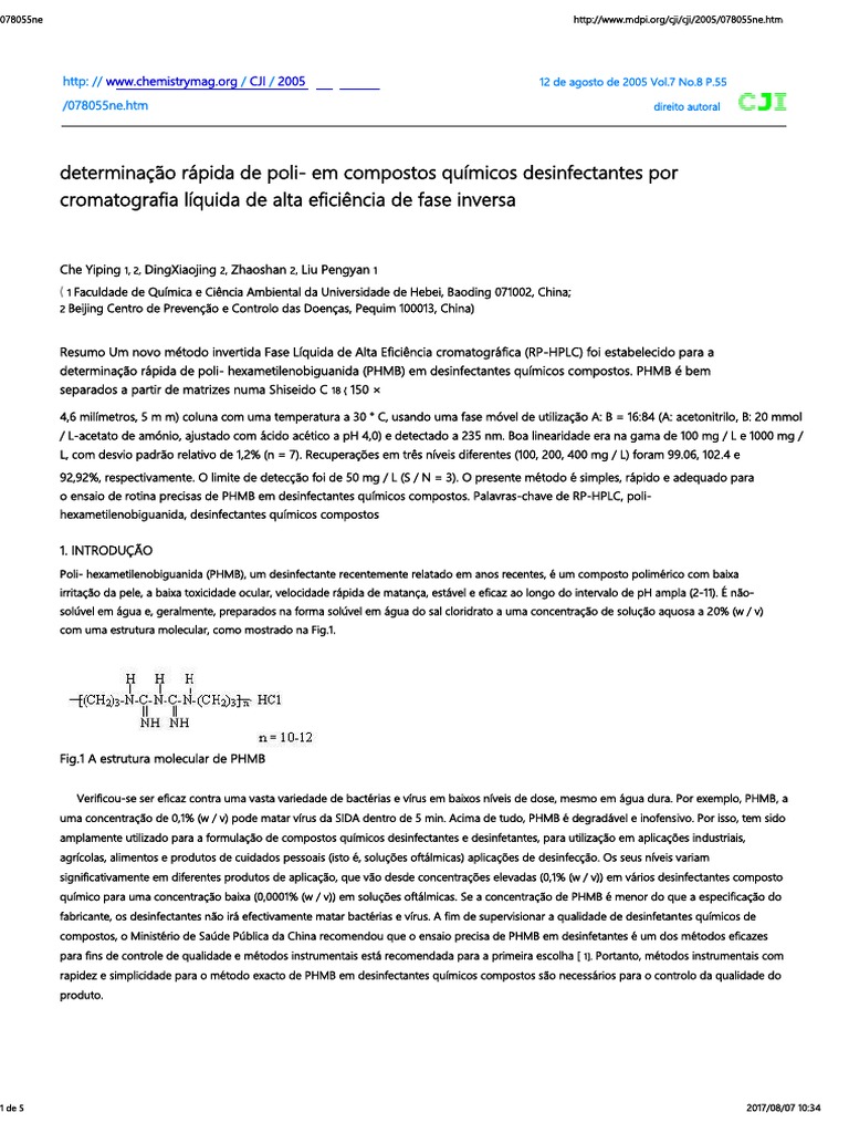 HPLC PHMB - BIGUANIDA - En.pt | PDF | Cromatografia Líquida de alta ...