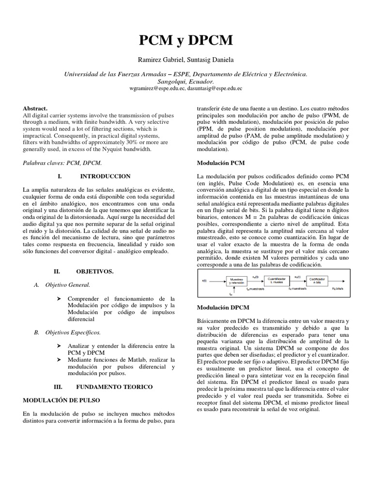 PCM y DPCM: Modulación y Análisis | PDF | Señal analoga | Modulación