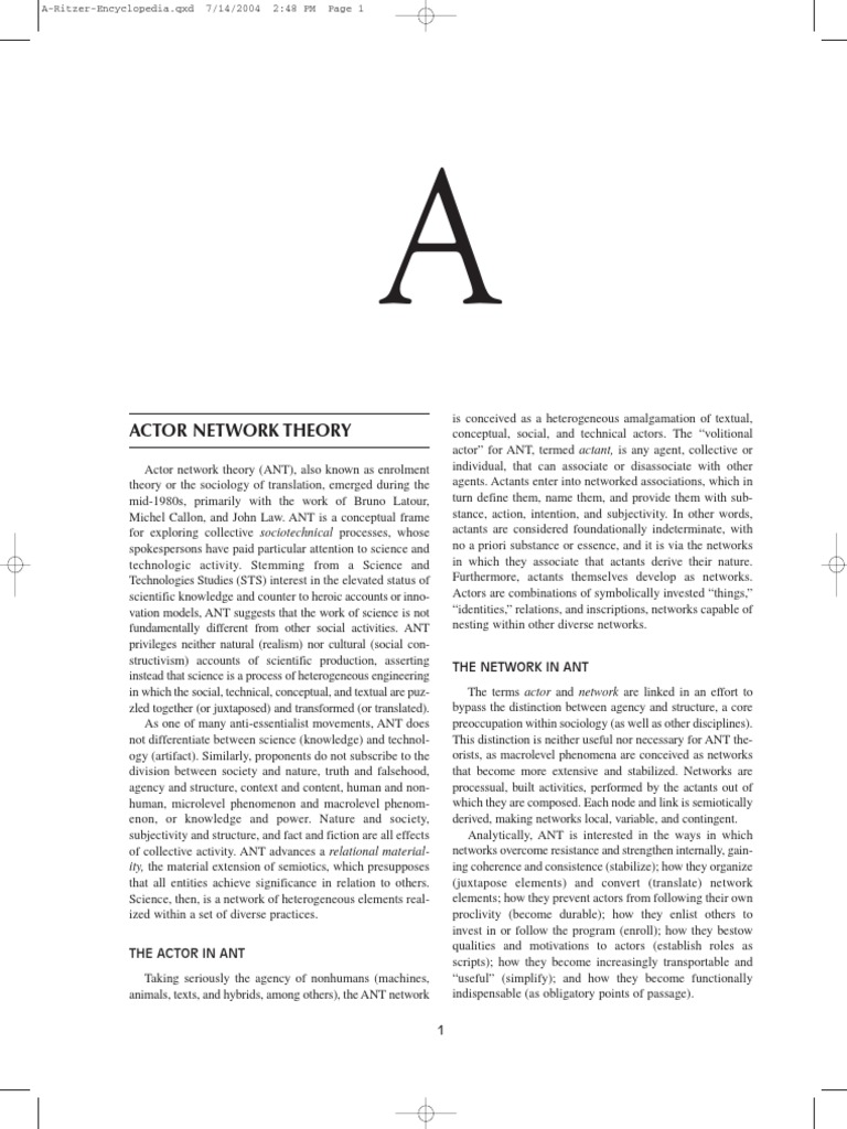 Actor Network Theory Explained | PDF | Jürgen Habermas | Identity ...