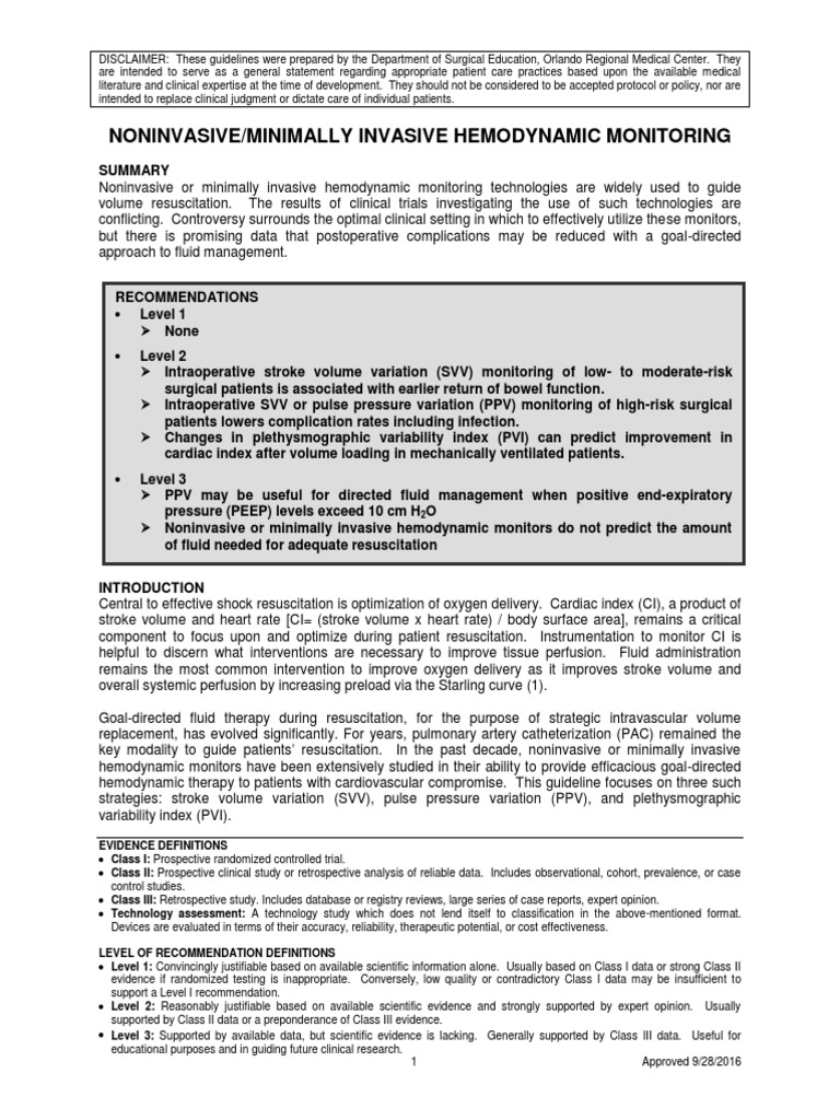 Noninvasive Monitoring 2016 | PDF | Hemodynamics | Surgery