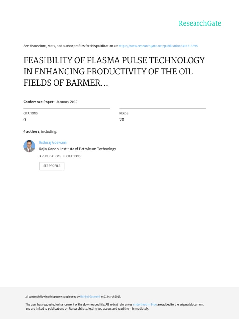 Plasma Pulse Tech Boosts Barmer Oil Field Production | PDF | Enhanced ...