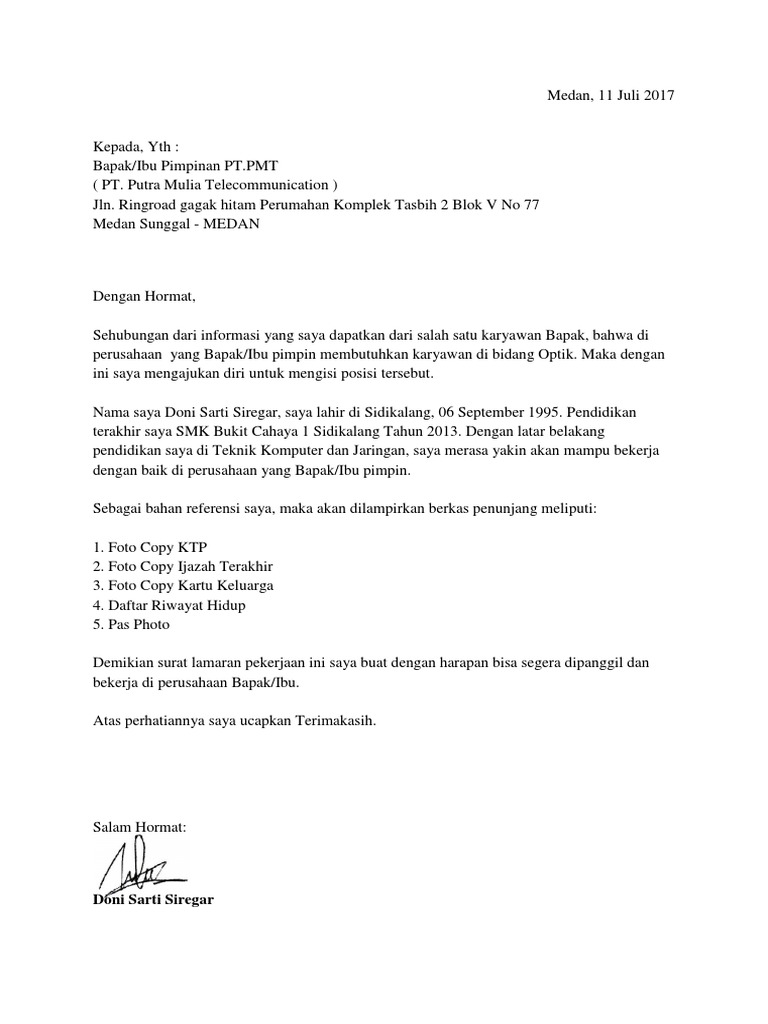 Lamaran Kerja Posisi Optik di Medan | PDF