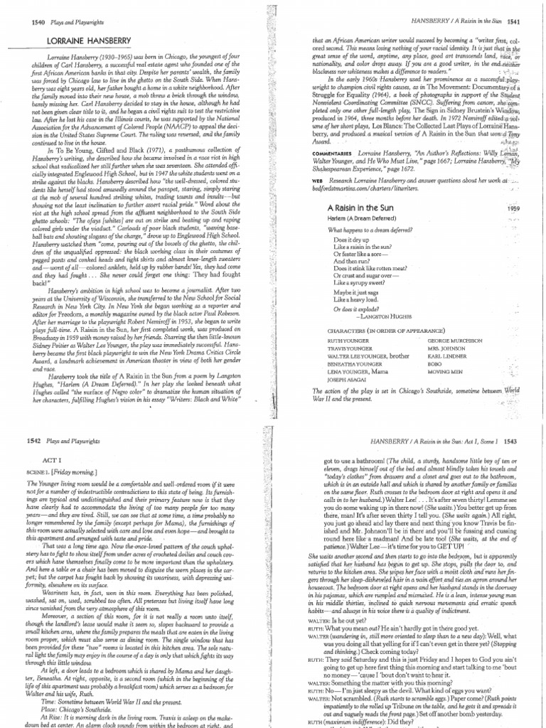 Lorraine Hansberry - A Raisin in The Sun PDF | PDF