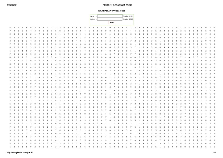 Test de Concentration Kraepelin-Pauli | PDF