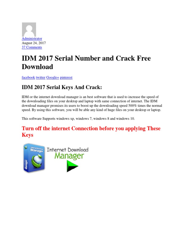IDM 2017 Serial Number and Crack | PDF | Windows 7 | Microsoft Windows