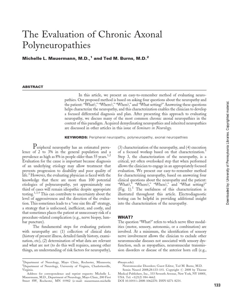 Chronic Axonal Polyneuropathy | PDF | Peripheral Neuropathy | Diabetes ...