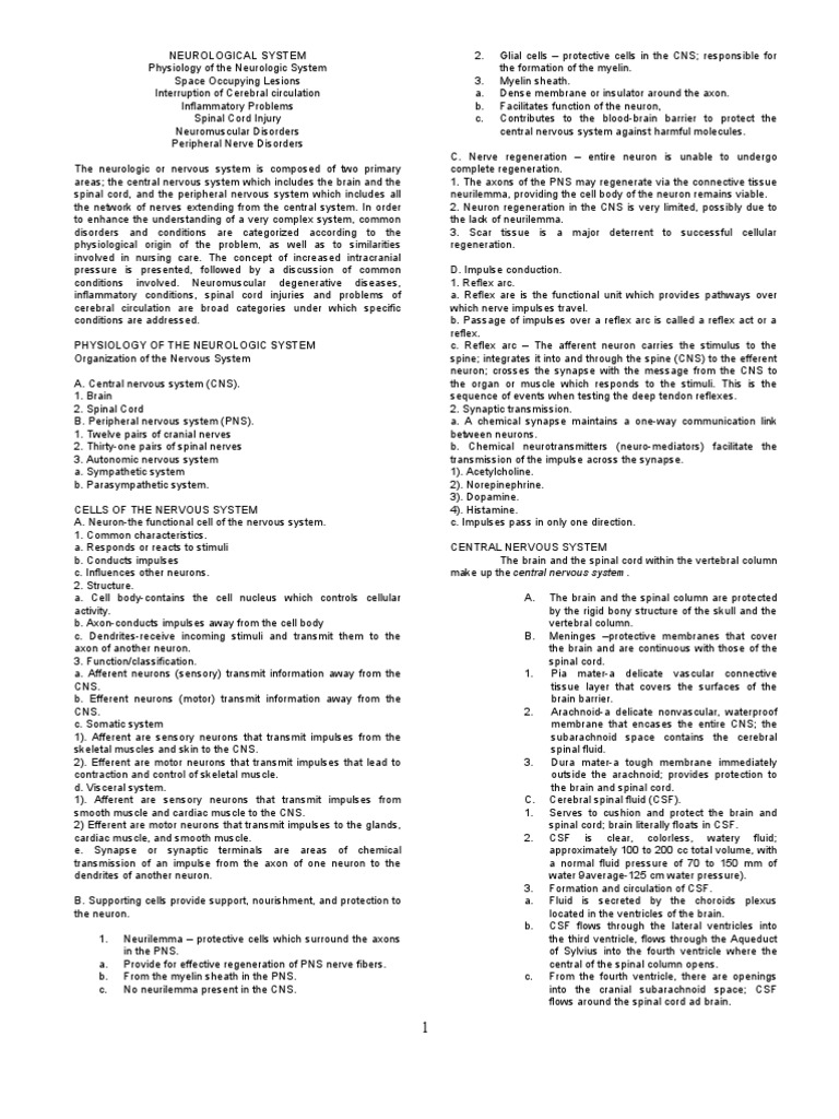 Neuro Nursing | PDF | Spinal Cord | Nervous System