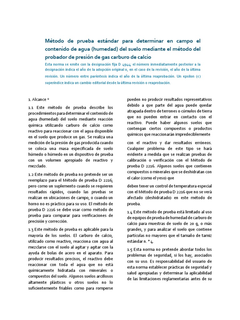 Astm d4944 | PDF | Calibración | Arcilla