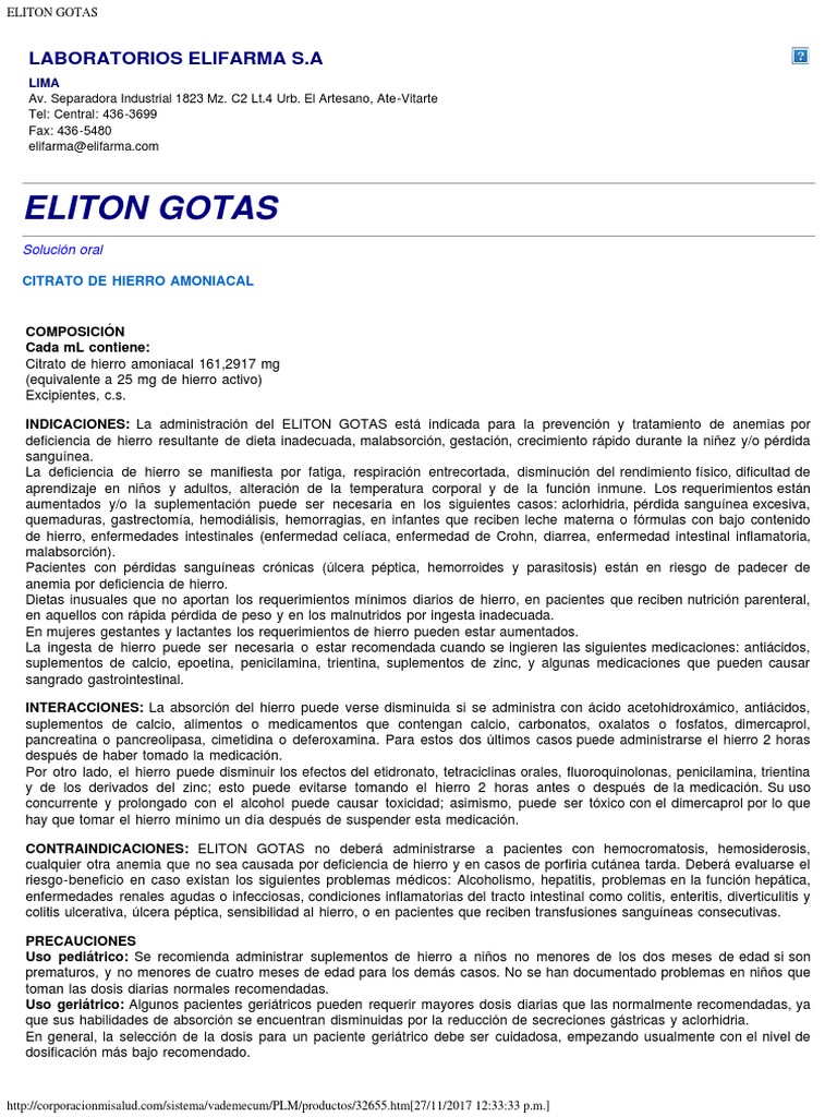 Eliton Gotas | PDF | Medicamentos con receta | Diarrea