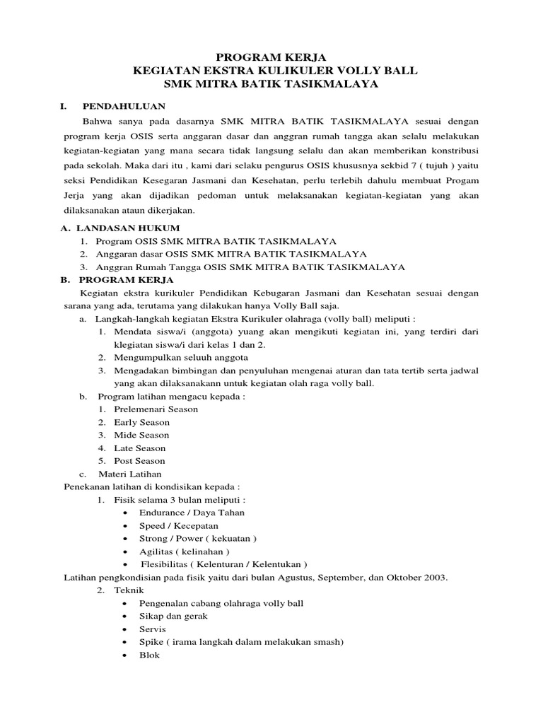 Contoh Program Kerja Voly | PDF