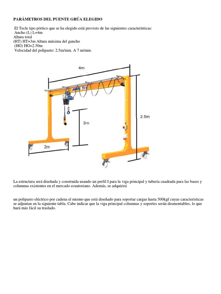 Diseo Puente Grua Final | PDF | Cantidades fisicas | Fuerza