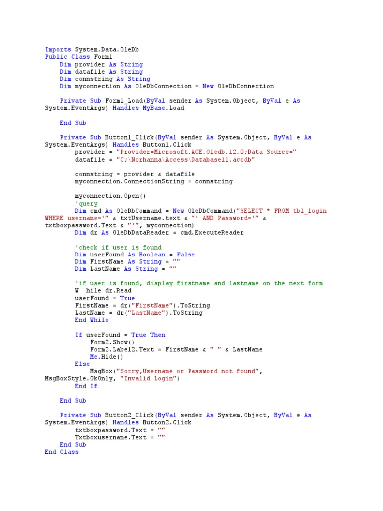 "Provider Microsoft - ACE.Oledb.12.0 Data Source " "C /Norhanna/Access ...