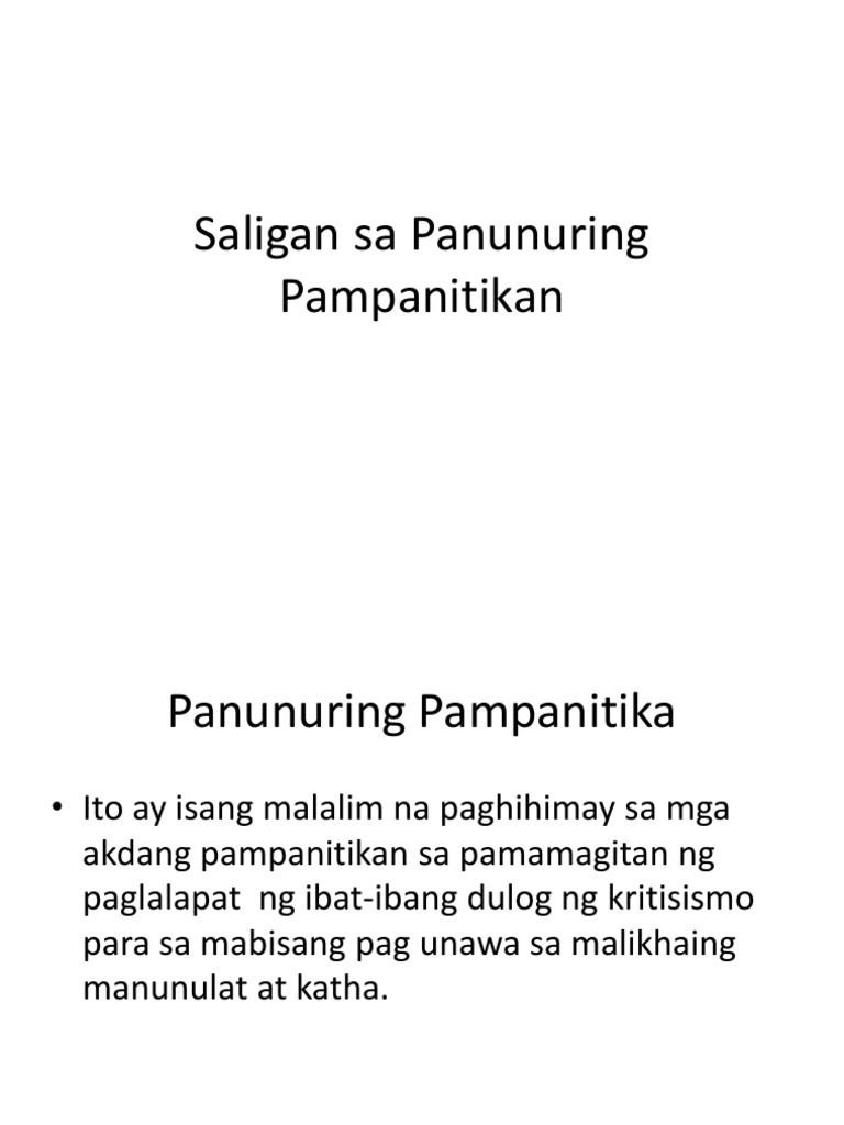 Saligan Sa Panunuring Pampanitikan | PDF