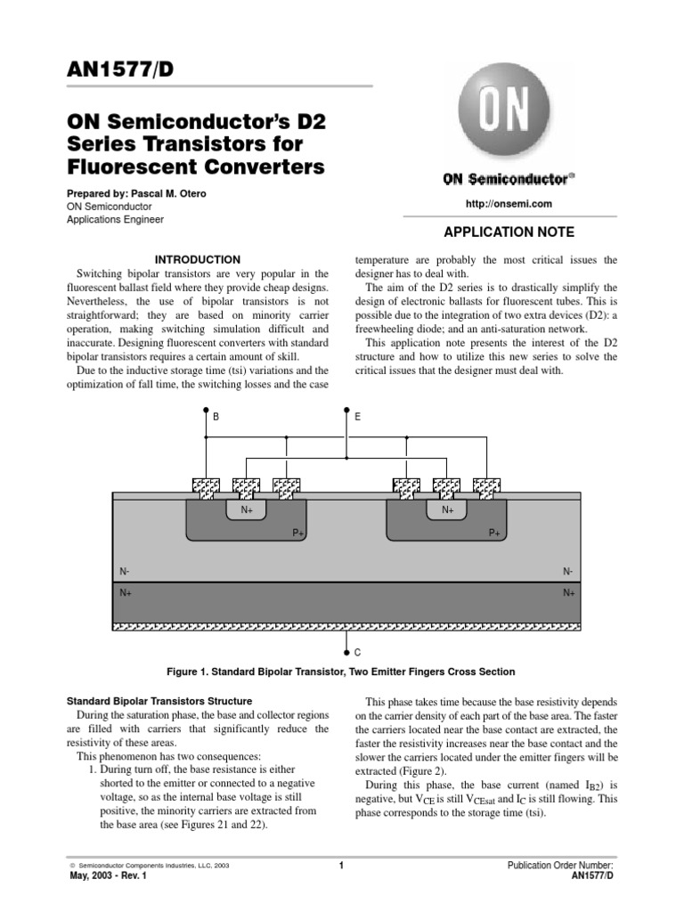 AN1577/D ON Semiconductor's D2 Series Transistors For Fluorescent Converters | PDF | Bipolar ...