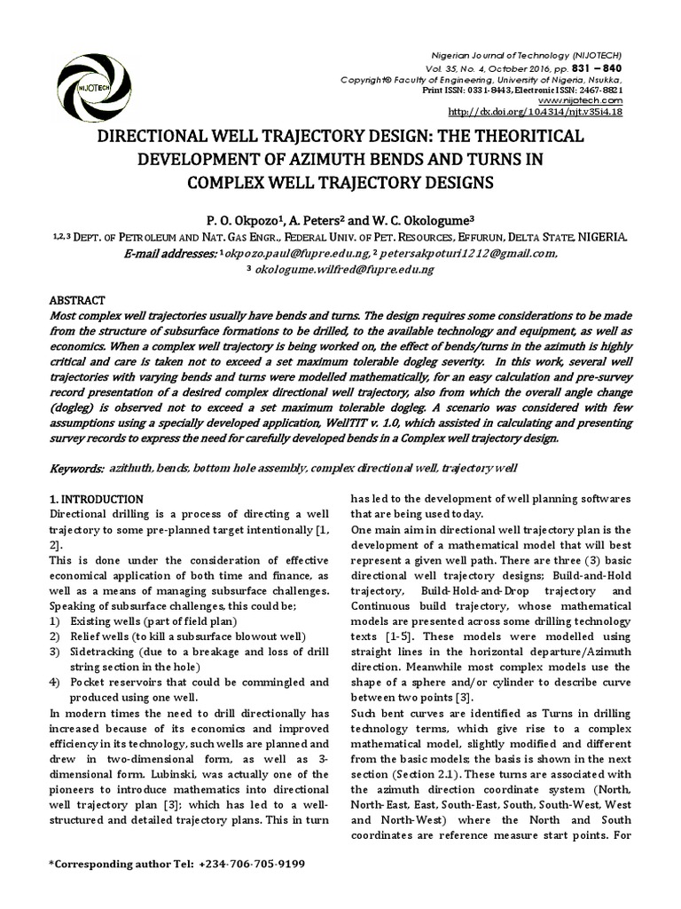 Direction Well Trajectory Design | PDF | Mathematical Model | Angle