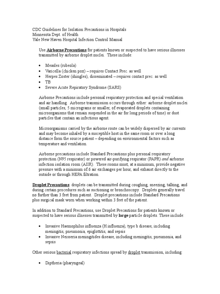 CDC Guidelines For Isolation Precautions in Hospitals | PDF | Infection ...