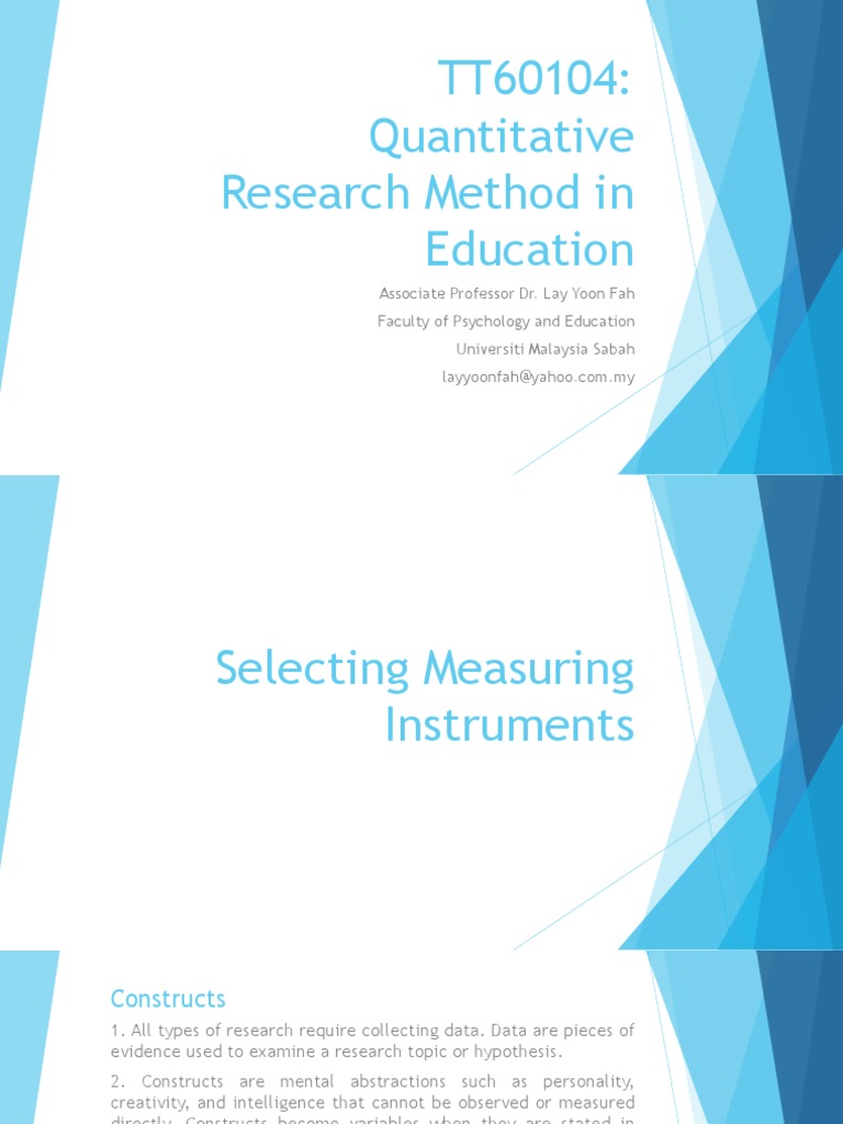 TT60104 - Quantitative Research Methods - 6 - Selecting Measuring Instruments | Download Free ...