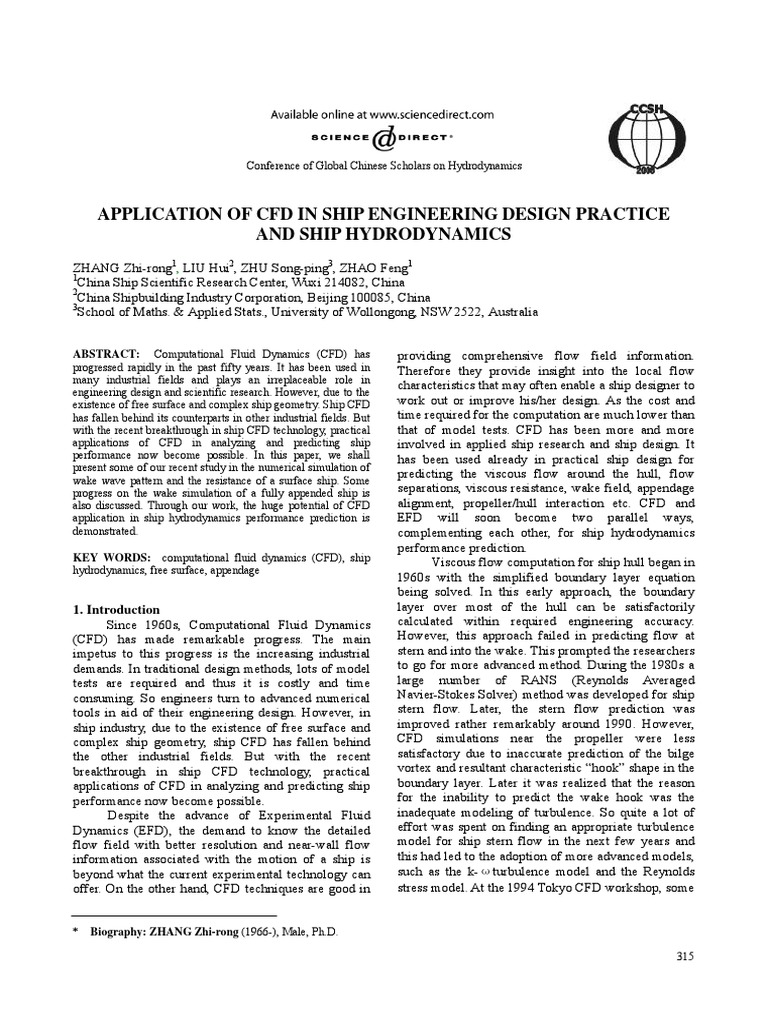 Application of CFD in Ship Engineering Design Practice and Ship Hydrodynamics | Download Free ...