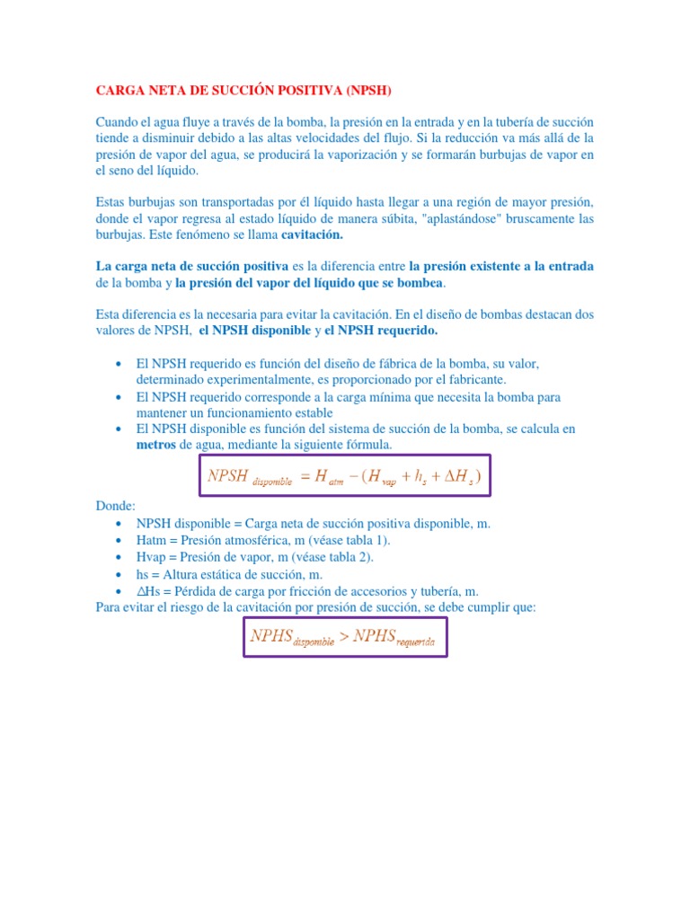 Carga Neta de Succión Positiva | PDF | Bomba | Materiales transparentes