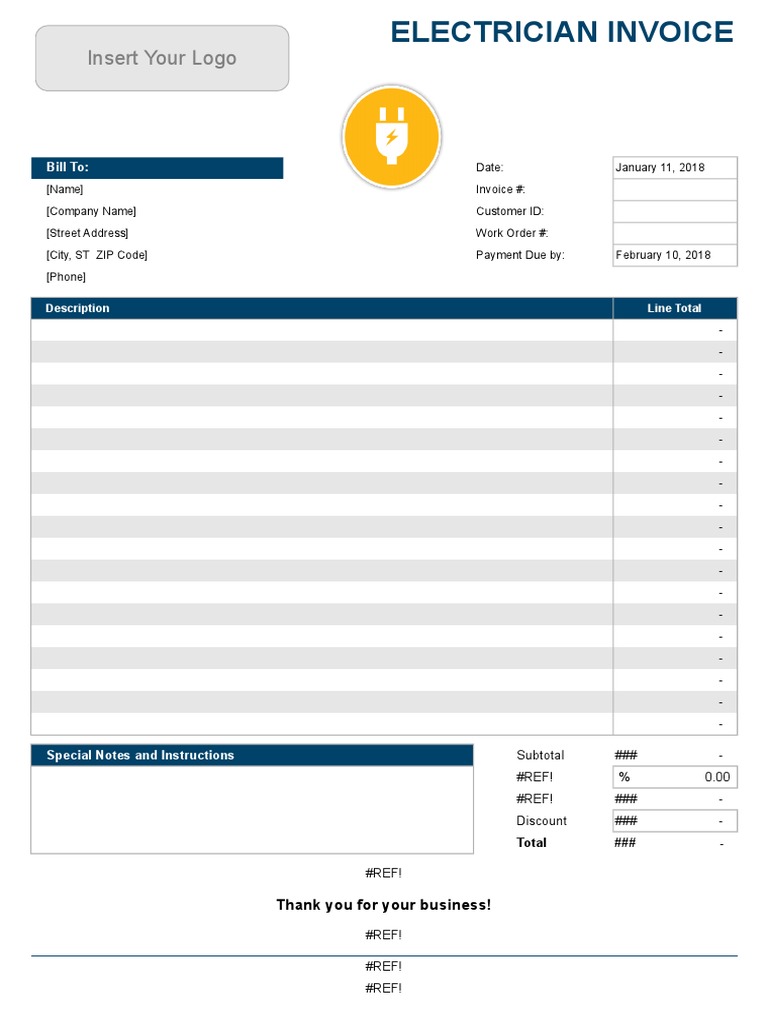 Electrician Invoice Template | PDF | Invoice | Business Documents
