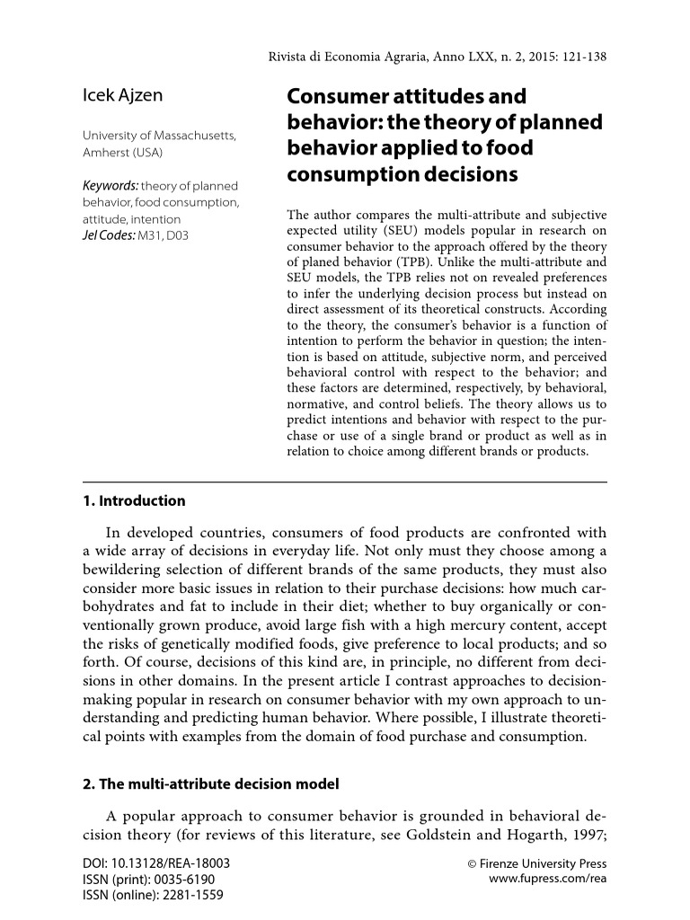 Azjen, 2015 | PDF | Attitude (Psychology) | Utility