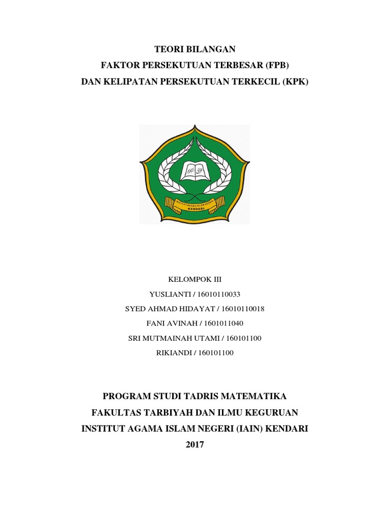 FPB dan KPK: Teori dan Contoh Soal | PDF