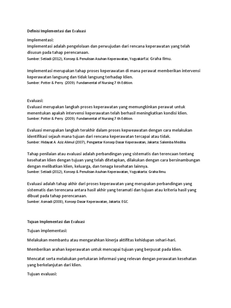 Definisi Implementasi Dan Evaluasi | PDF
