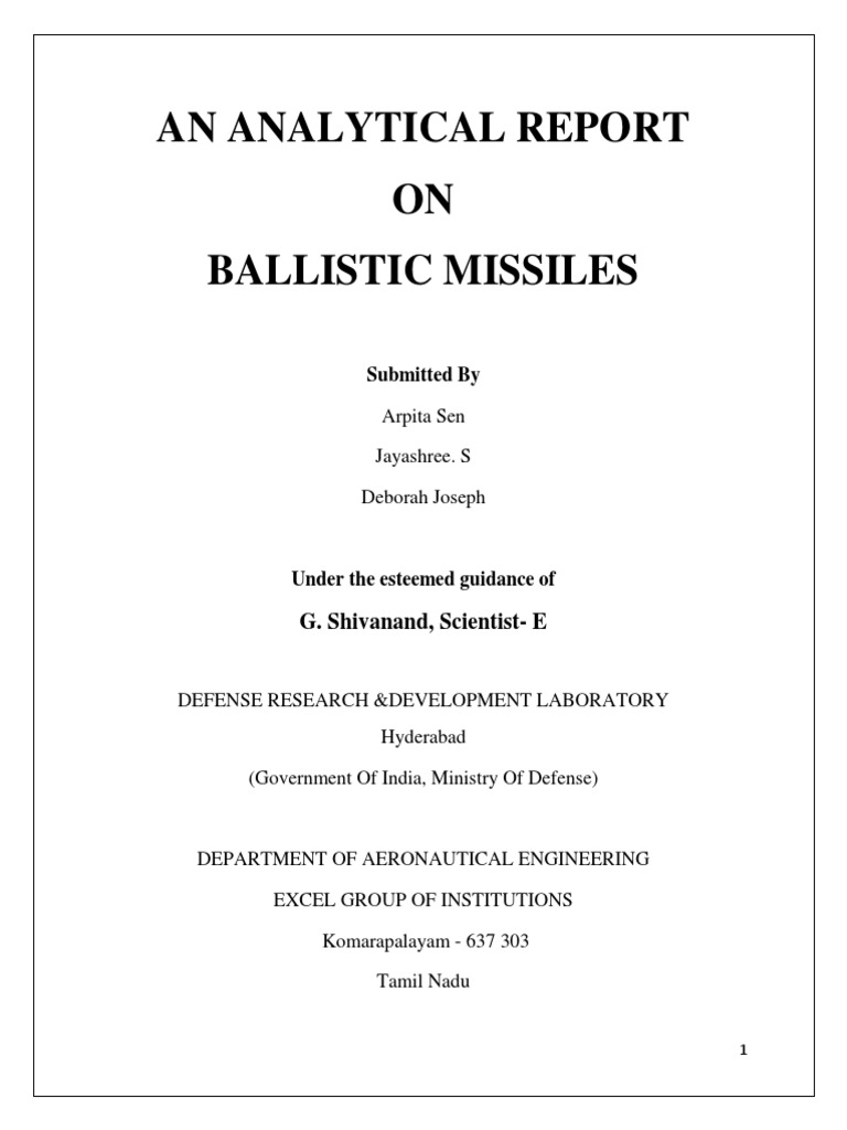 An Analytical Report On Ballistic Missiles | PDF | Intercontinental ...