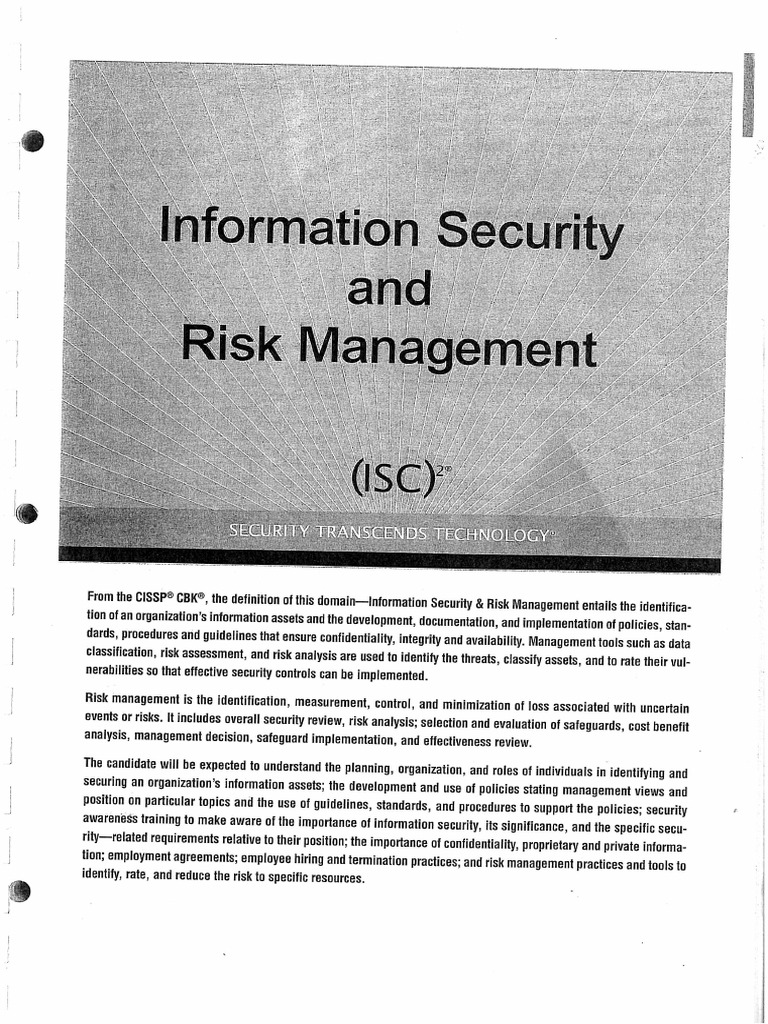 01 - Information Security and Risk Management PDF | PDF